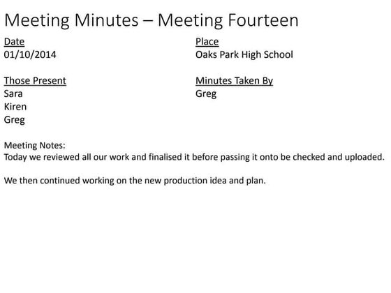 Meeting Minutes - Meeting Sixteen | PPT