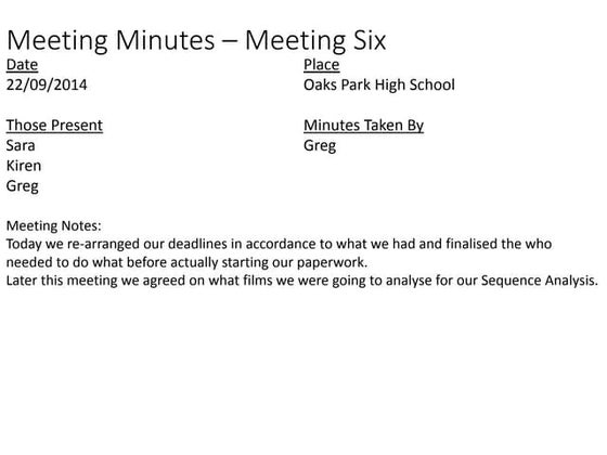 Meeting Minutes - Meeting Sixteen | PPT