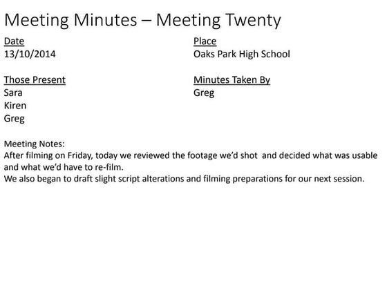 Meeting Minutes - Meeting Fifteen | PPTX