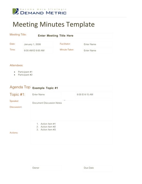 Meeting minutes template (2) | DOC