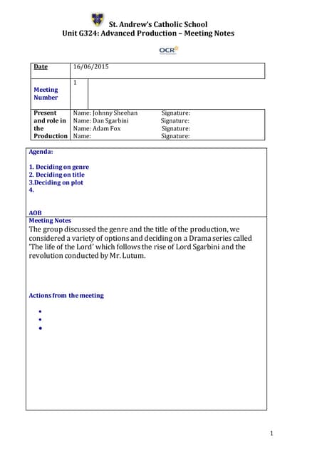 Meeting notes 6 | PDF