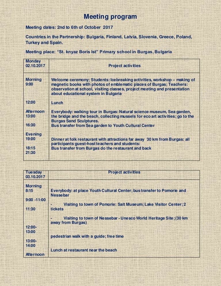 Meeting program