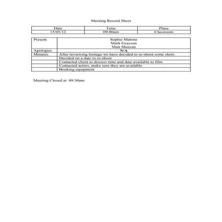 Meeting record sheet 16.05.12