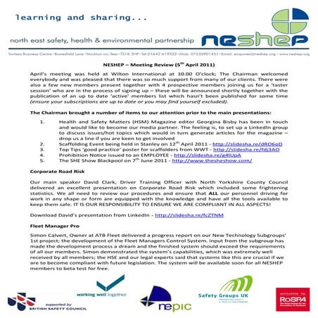 Meeting Review NESHEP 5th April | PDF