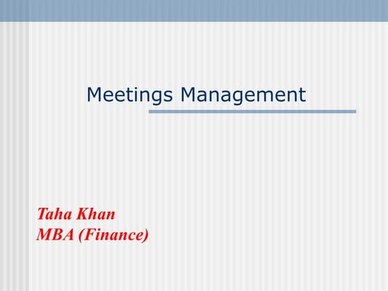 Conducting Effective School Meetings - Najma Kazi | PPT