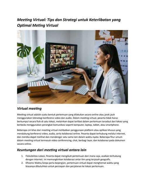 Tips bikin virtual meeting lebih efektif | PDF