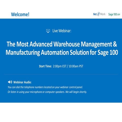 Advanced Warehouse Management & Manufacturing Automation Solution for Sage 100 | PPT