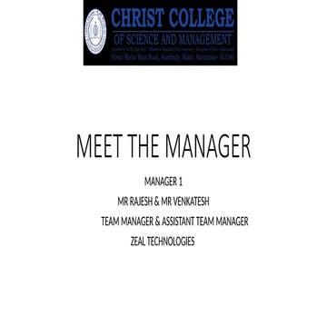 MEET THE MANAGER and greet with them. Pptx | PPTX