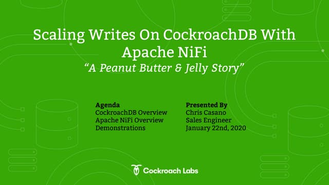 Scaling Writes On Cockroachdb With Apache Nifi Ppt