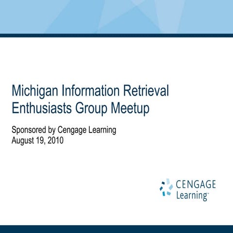 Michigan Information Retrieval Enthusiasts Group Meetup - August 19 ...
