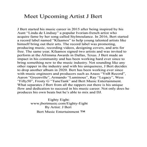 About Music Artist: J Bert | PDF