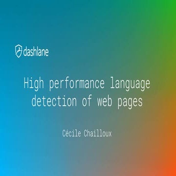 High performance language detection of Web pages by Cécile Chailloux, Semantic Engineer ...
