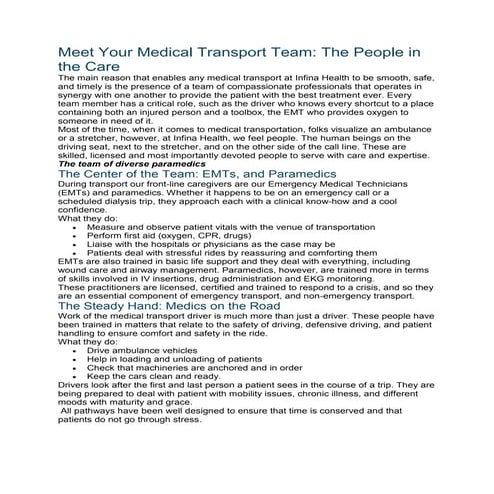Meet Your Medical Transport Team: The People Powered Care | PDF