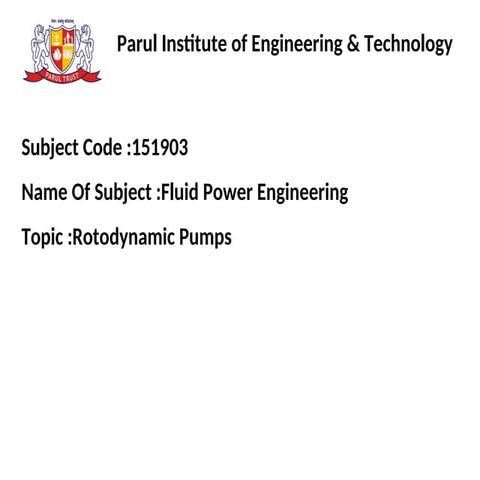 Name Of Subject :Fluid Power Engineering | PPT