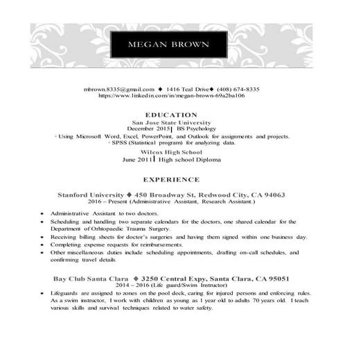 Megan Brown Resume 2017 | DOCX | Daycare and Pre-School | Parenting