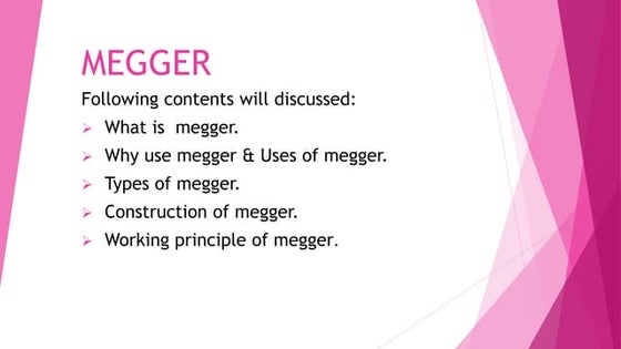 Megger (mega-ohm-meter) | PPTX | Physics | Science