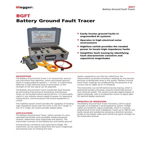 Megger BGFT Battery Ground Fault Tracer | PDF