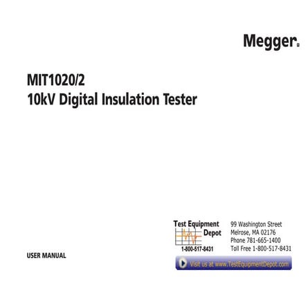Megger MIT1020 User Manual(1).pdf manual | PDF