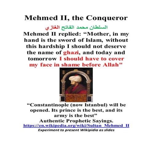 Sultan Mehmed II, the Opener, the Conqueror | PDF