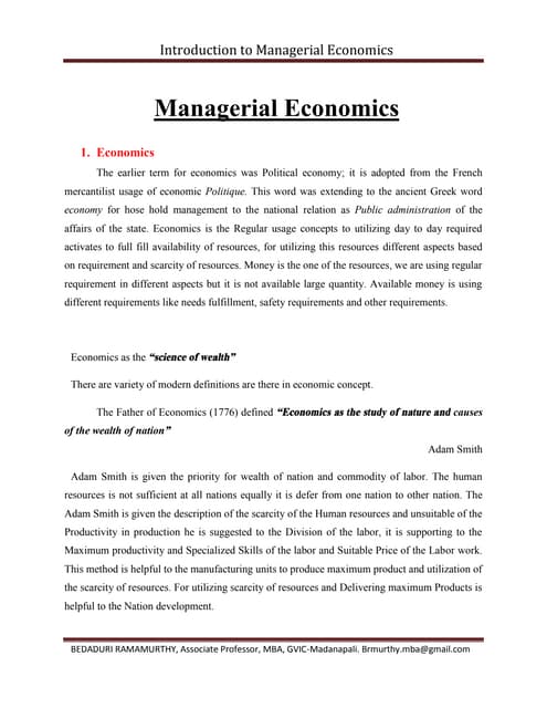 Presentation on Managerial Economics | PPT