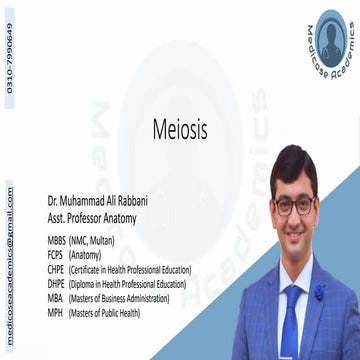 Meiosis - Dr Muhammad Ali Rabbani - Medicose Academics | PPT