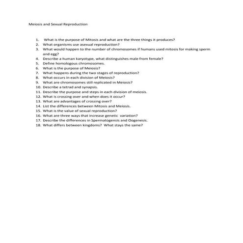 Meiosis and sexual reproduction | DOCX