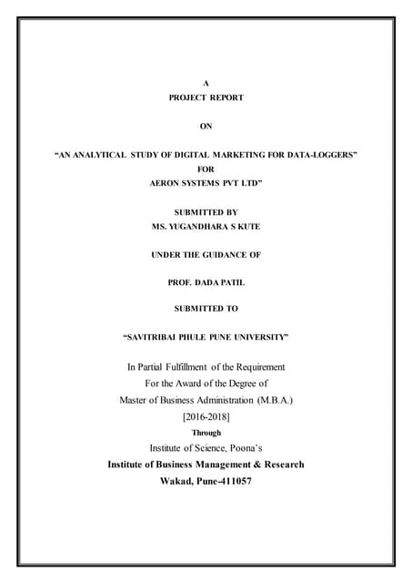 Digital marketing project for MCA Student | PPT