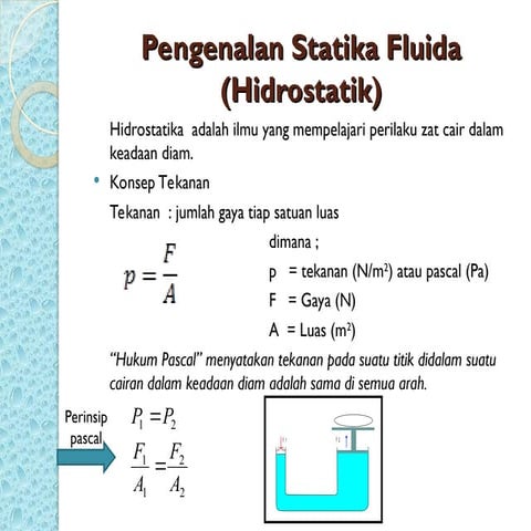 Pengenalan Statika Fluida (Hidrostatik). | PPT