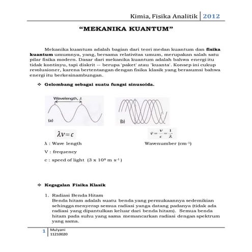 Tugas Mekanika kuantum | DOCX