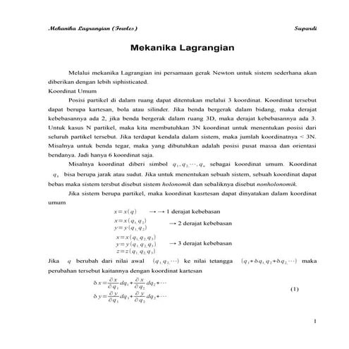 Mekanika lagrange | PDF