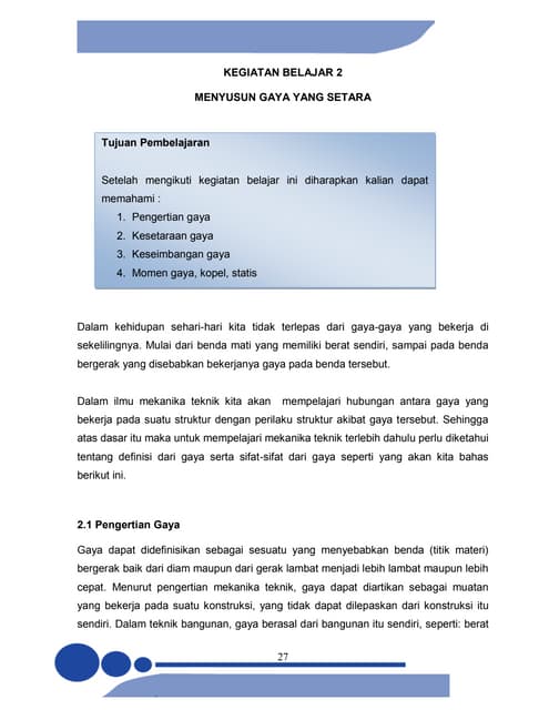 Modul 1-pengertian-dasar-statika, STATIKA DAN MEKANIKA DASAR | PDF