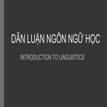 Introduction to Linguistics | PPTX