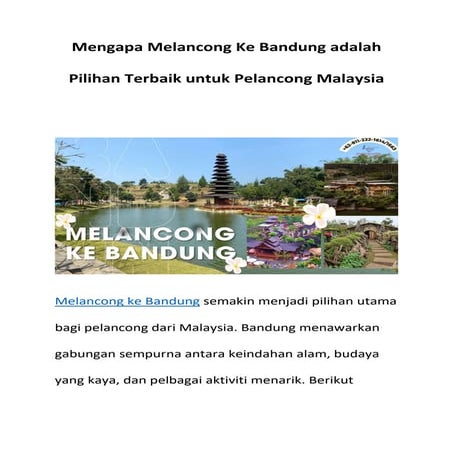 Mengapa Melancong Ke Bandung adalah Pilihan Terbaik untuk Pelancong ...