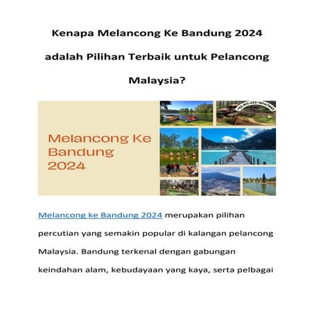 Kenapa Melancong Ke Bandung 2024 adalah Pilihan Terbaik untuk Pelancong ...