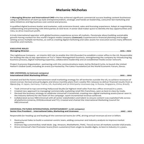 Melanie Nicholas CV2016 | PDF