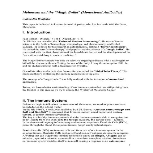 Melanoma and the magic bullet monoclonal antibodies 6-10-09 | DOC