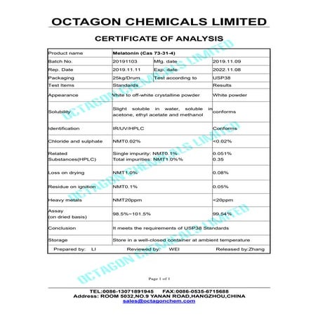 Melatonin 73 31-4 coa | PDF