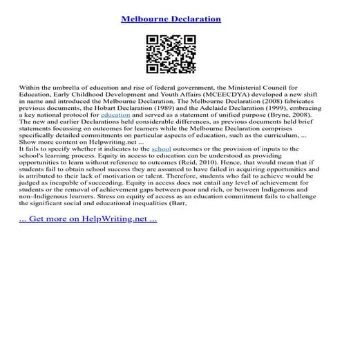 Melbourne Declaration | PDF | Educational Assessment | Education
