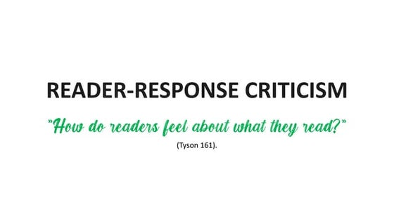 READERS' RESPONSE CTICISM | PPT | Fiction | Books and Literature