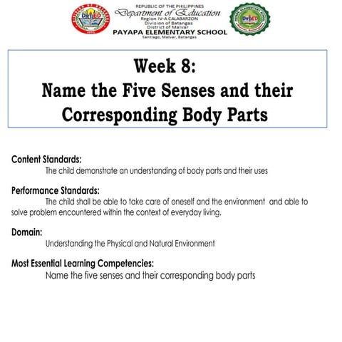 MELC WEEK 8-NAMES THE 5 SENSES AND THEIR CORRESPONDING BODY PARTS bb.pptx