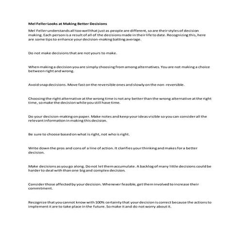 Tips in Making the "Right" Decision | PDF