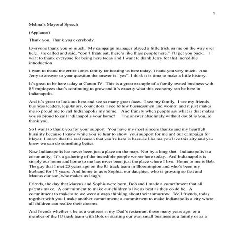 Melina's mayoral speech | PDF