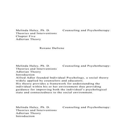 Melinda Haley, Ph. D. Counseling and Psychother.docx