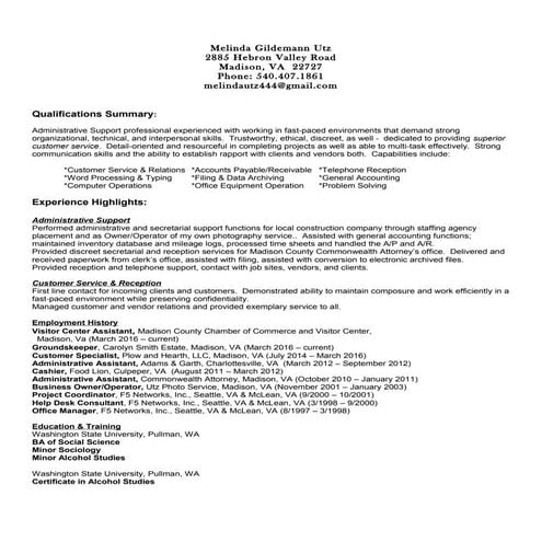 Melinda utz resume | PDF