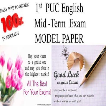 ENGLISH MID-TERM MODEL PAPER FOR I PUC | PPTX