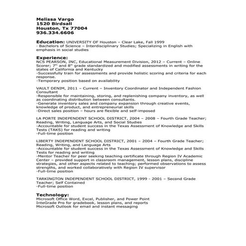 Melissa Resume | DOC