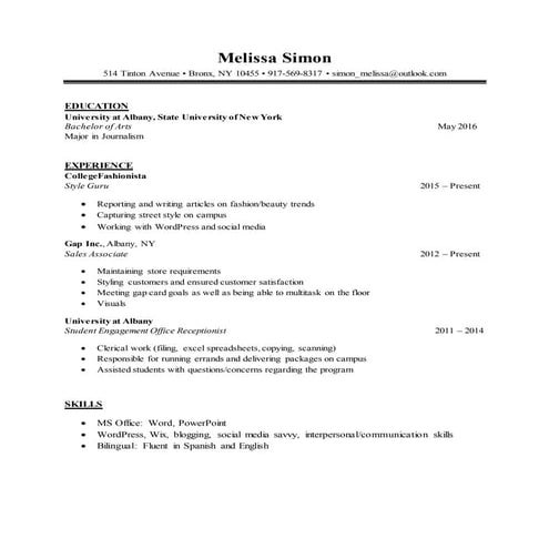 Melissa Simon Resume | DOCX