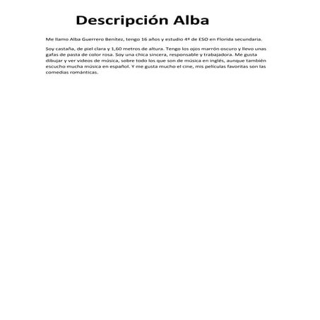 Descripción Alba | DOCX | Entertainment