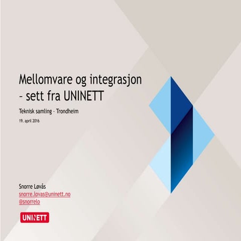 Mellomvare og integrasjon - sett fra UNINETT | PPTX