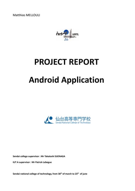 Mobile Application Project Report B Tech Final Year Pdf